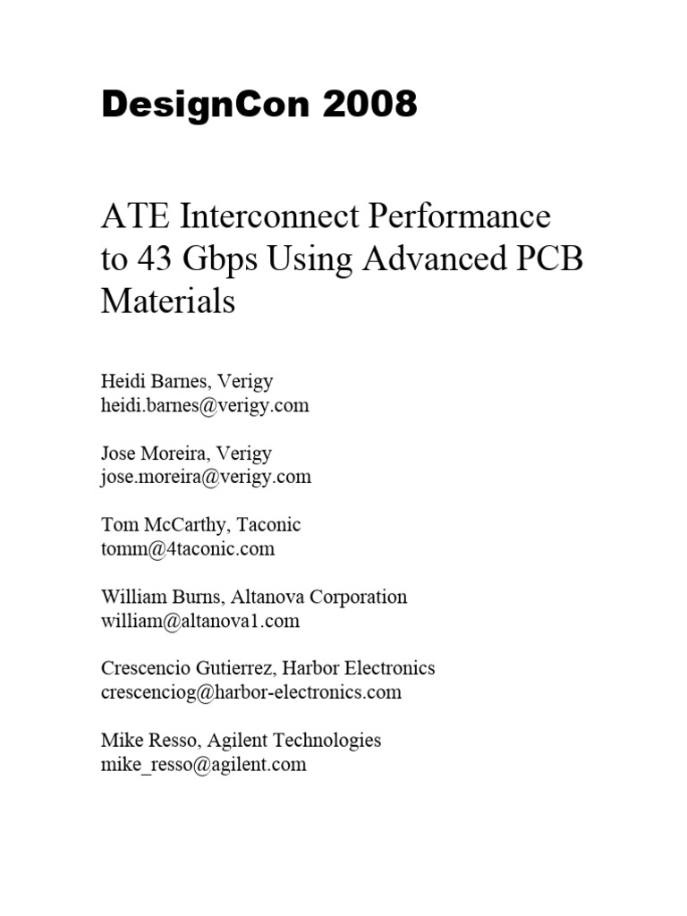 DesignCon 2008 ATE Advanced PCB Materials Id - 2236 | PDF | Printed ...