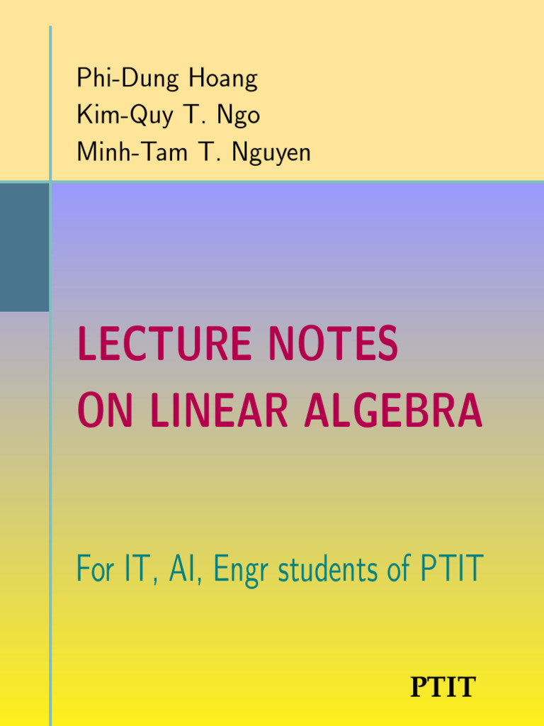Lectures Linear Algebra | PDF