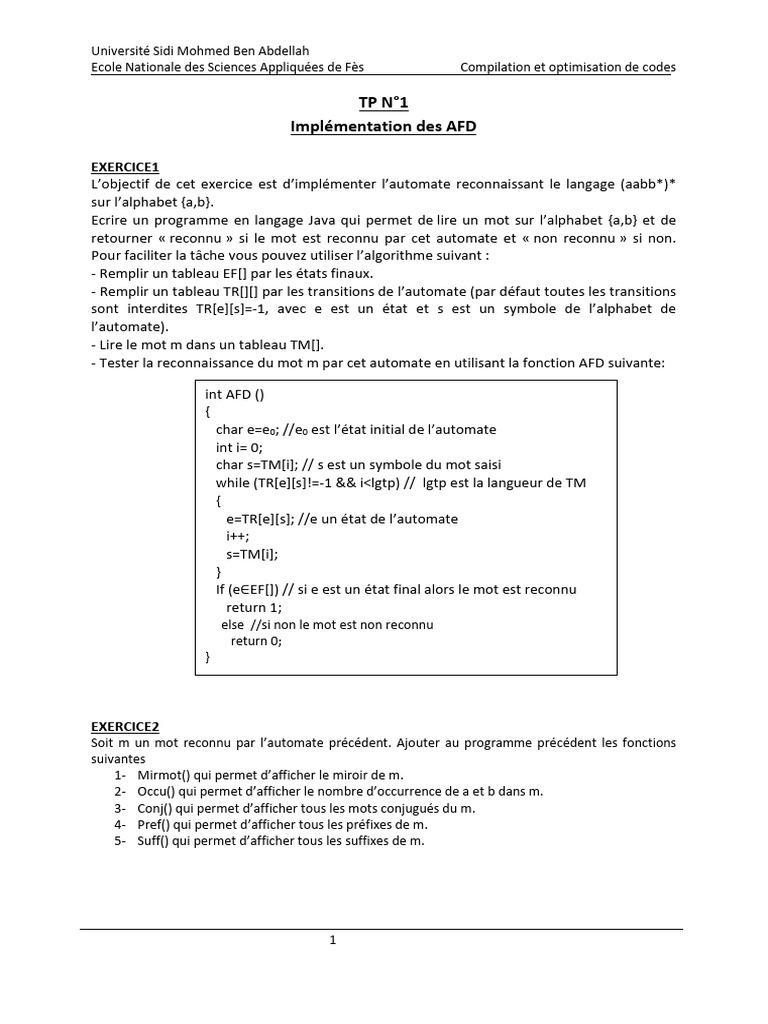 TP1 Compilation | PDF