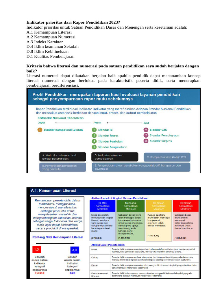 Indikator Prioritas Dari Rapor Pendidikan 2023 | PDF