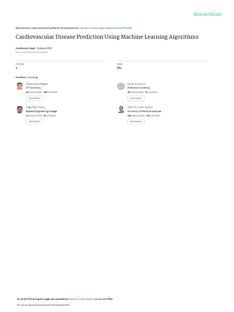 10 Cardiovascular Disease Prediction Using Machine Learning Algorithms Pdf