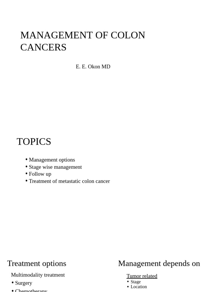 Management of Colon Cancer | PDF