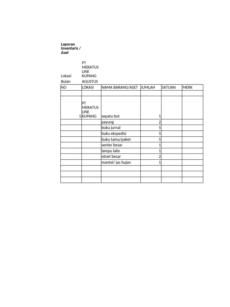 Form Laporan Inventaris | PDF
