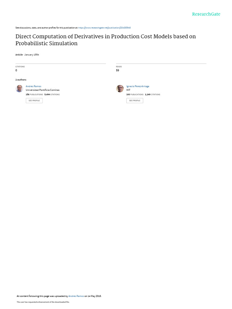 Direct Computation Of Derivatives In Production Co Pdf Mathematical Optimization Simulation