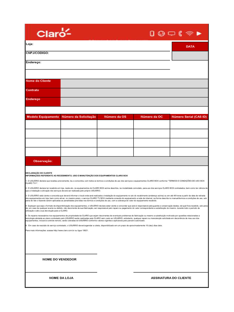 Termo de Entrega Do Equipamento BOX TV v2 | PDF