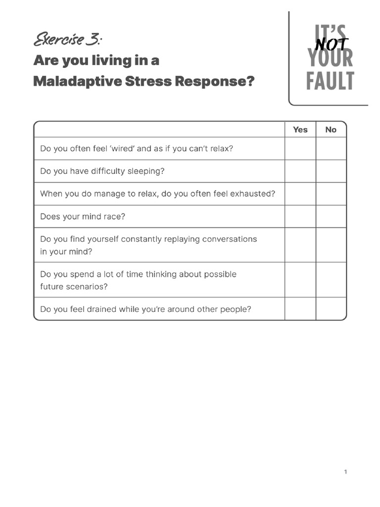 Is Not Your Fault Worksheet Exercise 3 | PDF