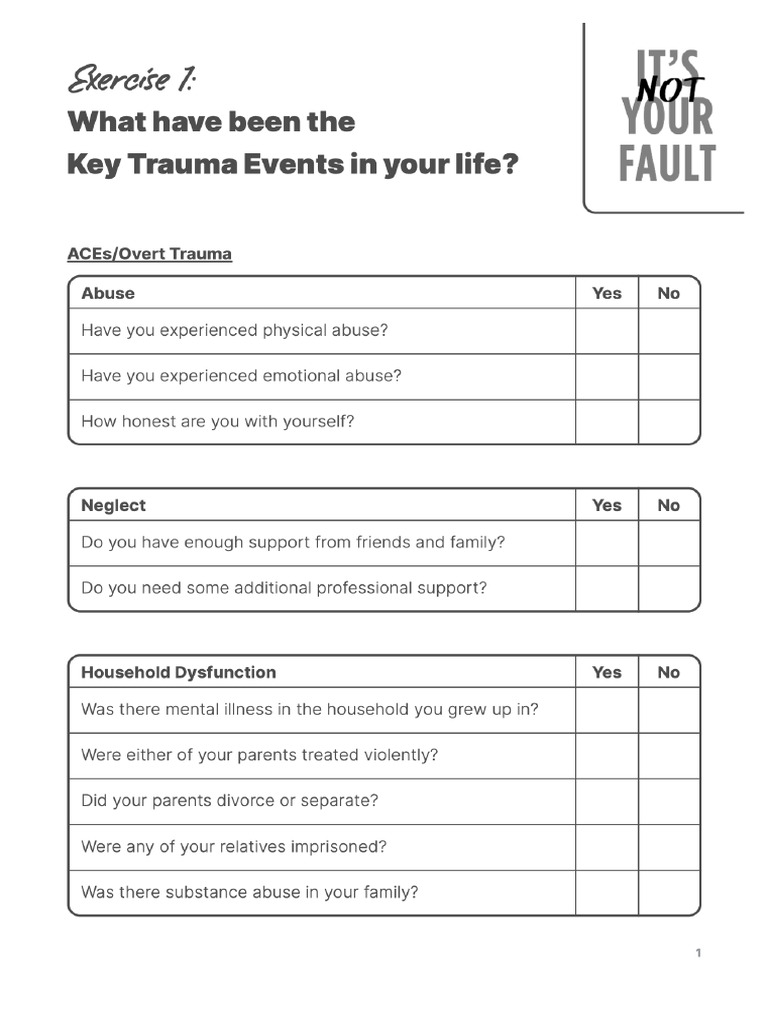 Is Not Your Fault Worksheet Exercise1 | PDF