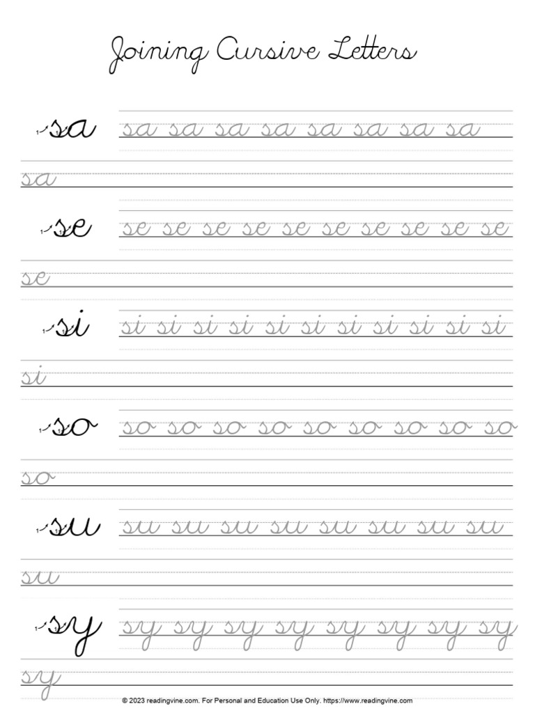 Cursive Letter S Joining Letters | PDF