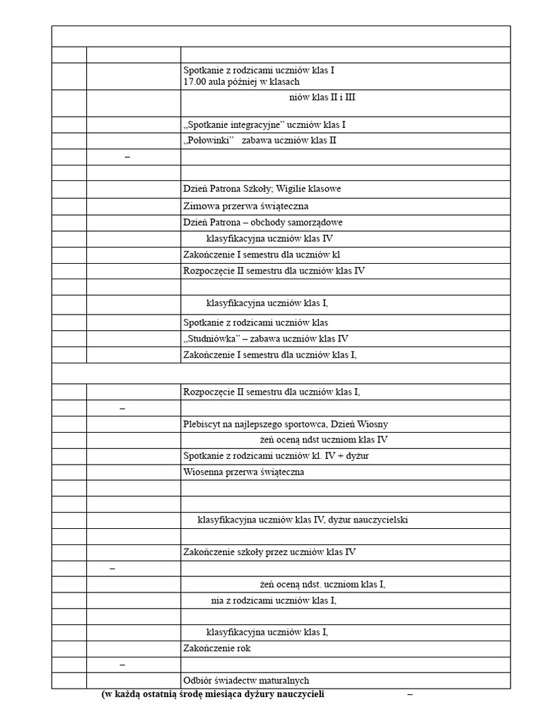 Organizacja Roku Szkolnego 2023-2024 | PDF