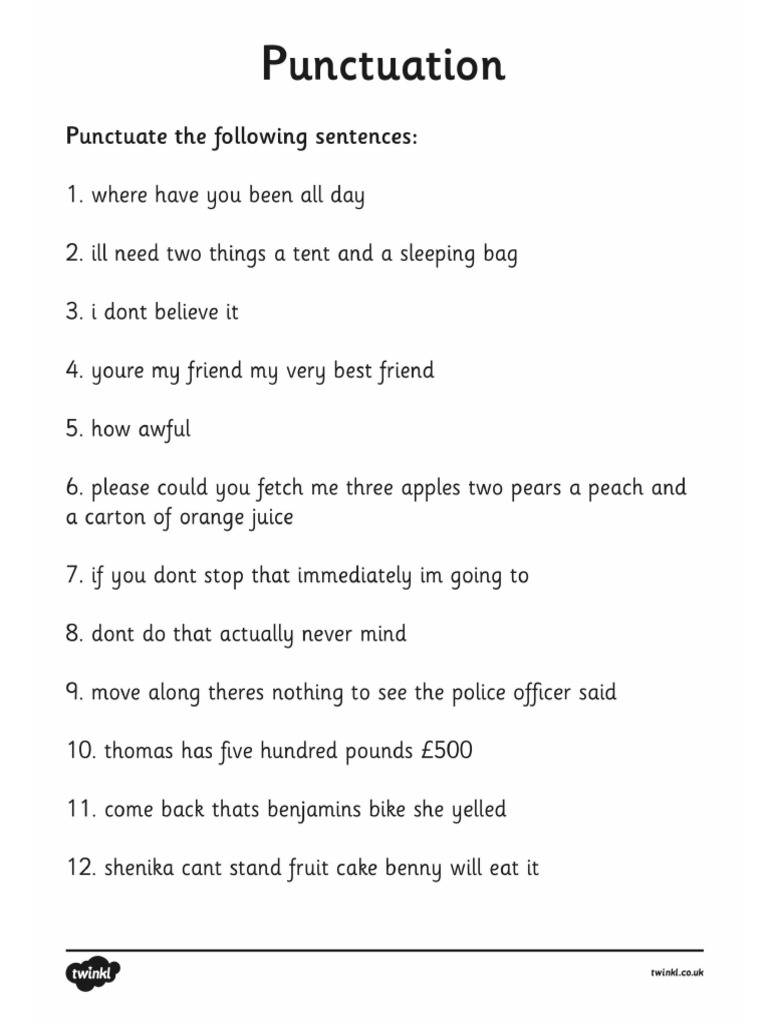 Punctuation Assignment | PDF