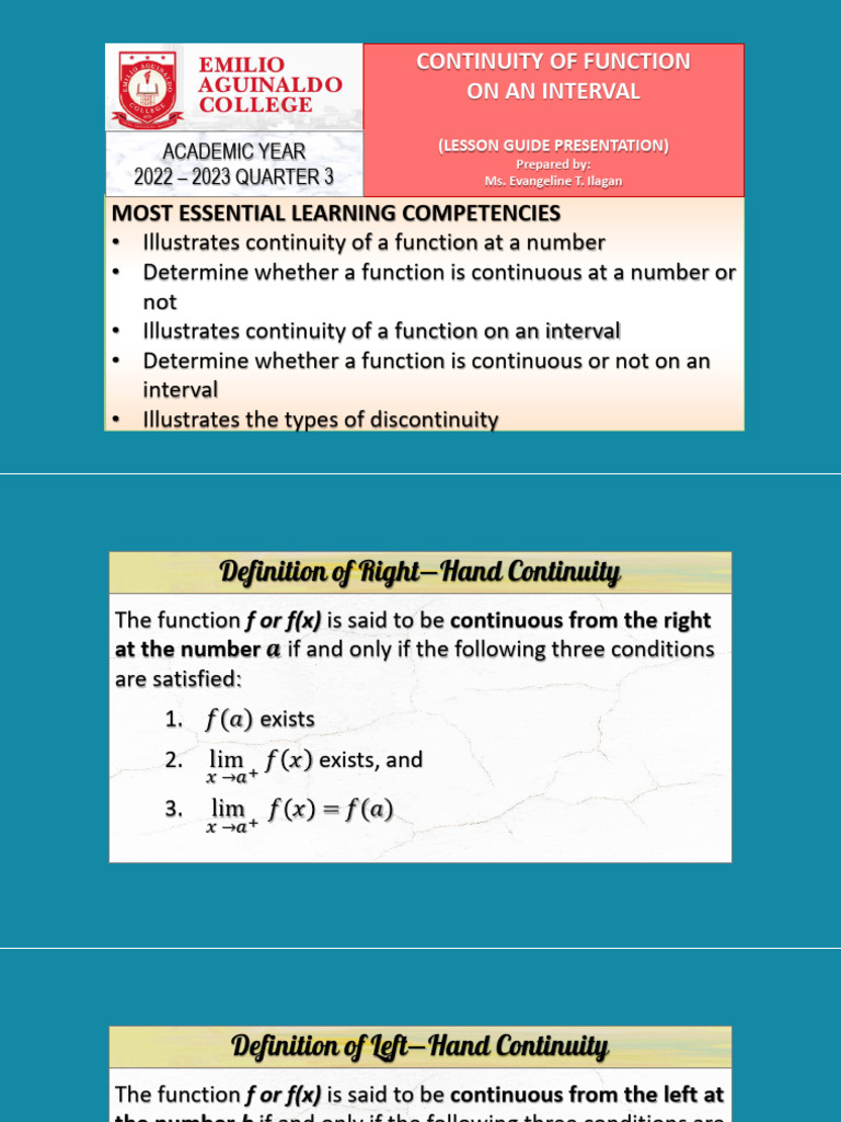 Continuity of A Function at An Interval | PDF