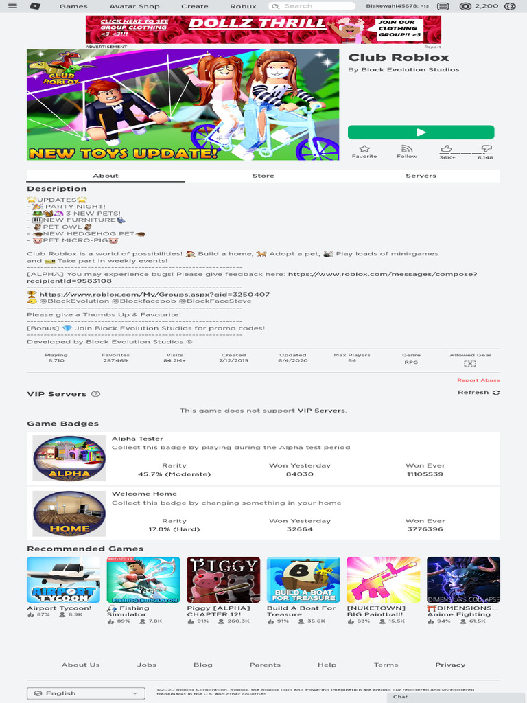 Club Roblox - Roblox | PDF