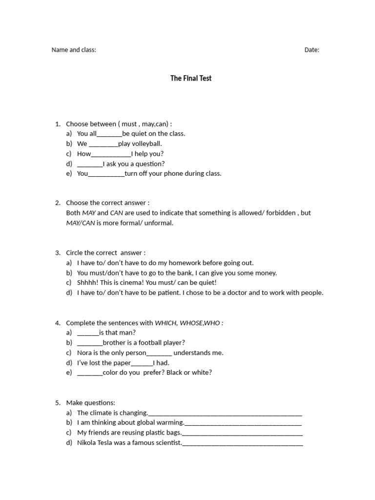 The Final Test | PDF