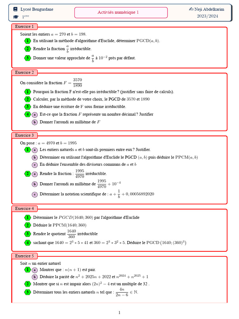 Activite Numerique 1 - E | PDF