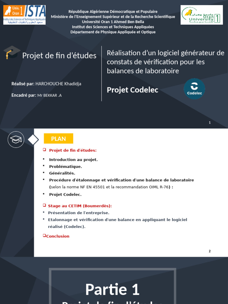 Présentation PFE - Corrigé | PDF
