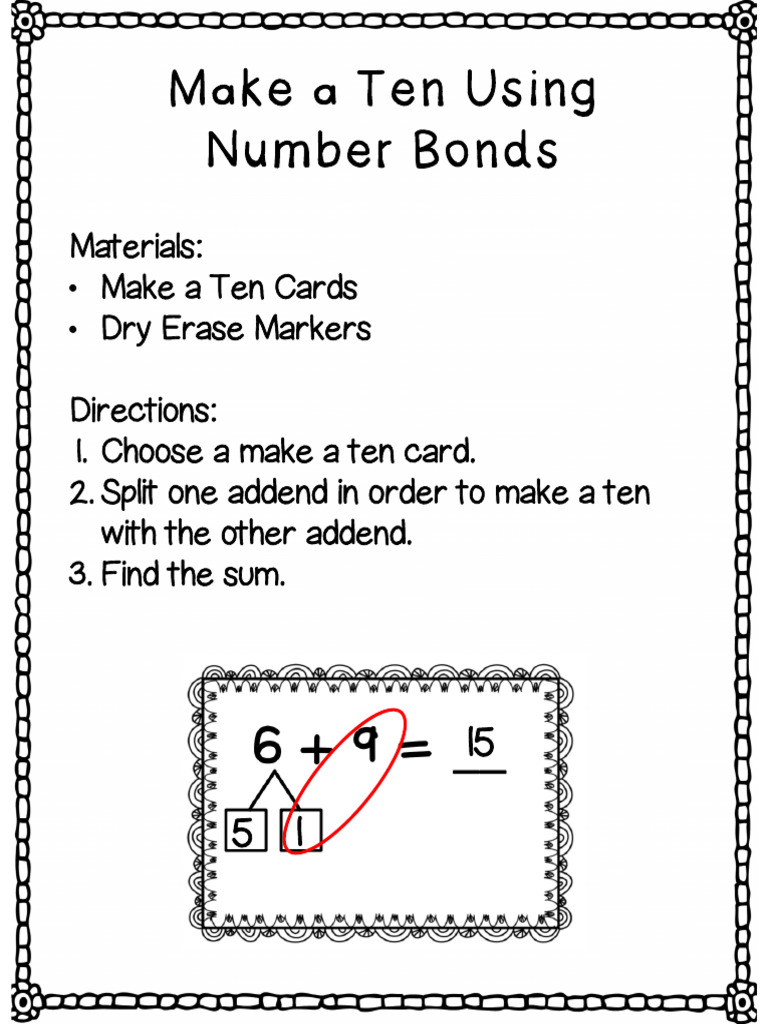 Make A Ten Addition Using Number Bonds (Sums To 20) | PDF