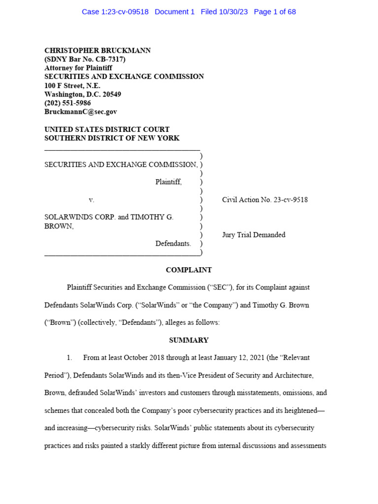 SEC SolarWinds Incident | PDF