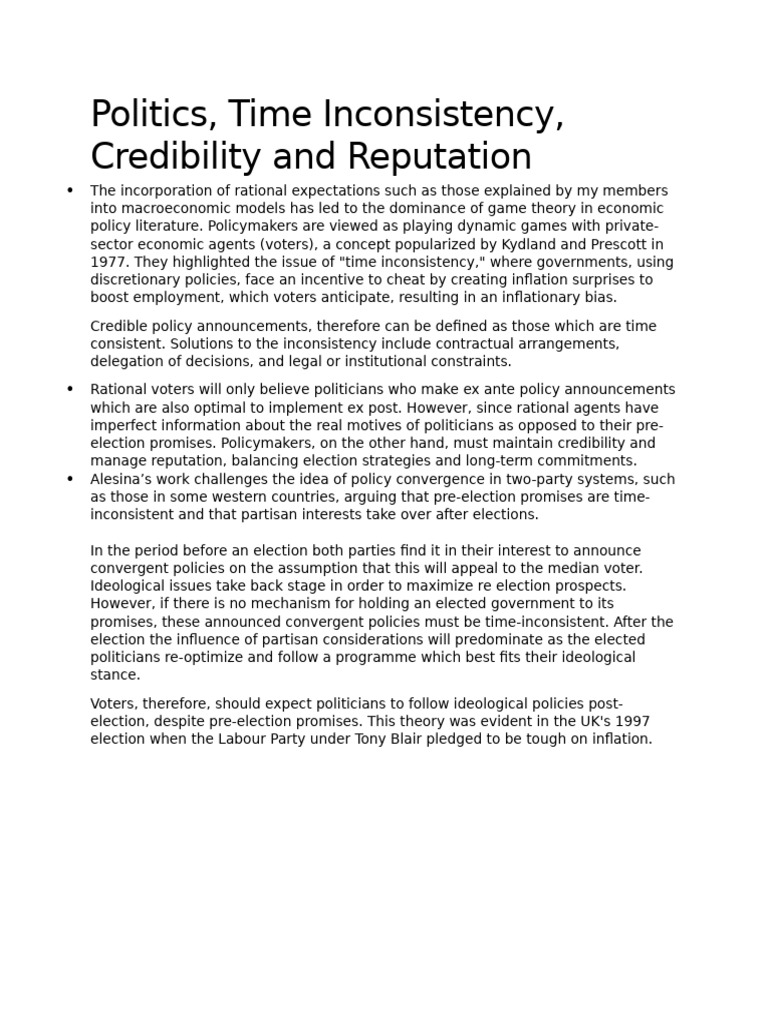 Political Economy: Time Inconsistency & Growth | PDF | Economic Growth | Social Science