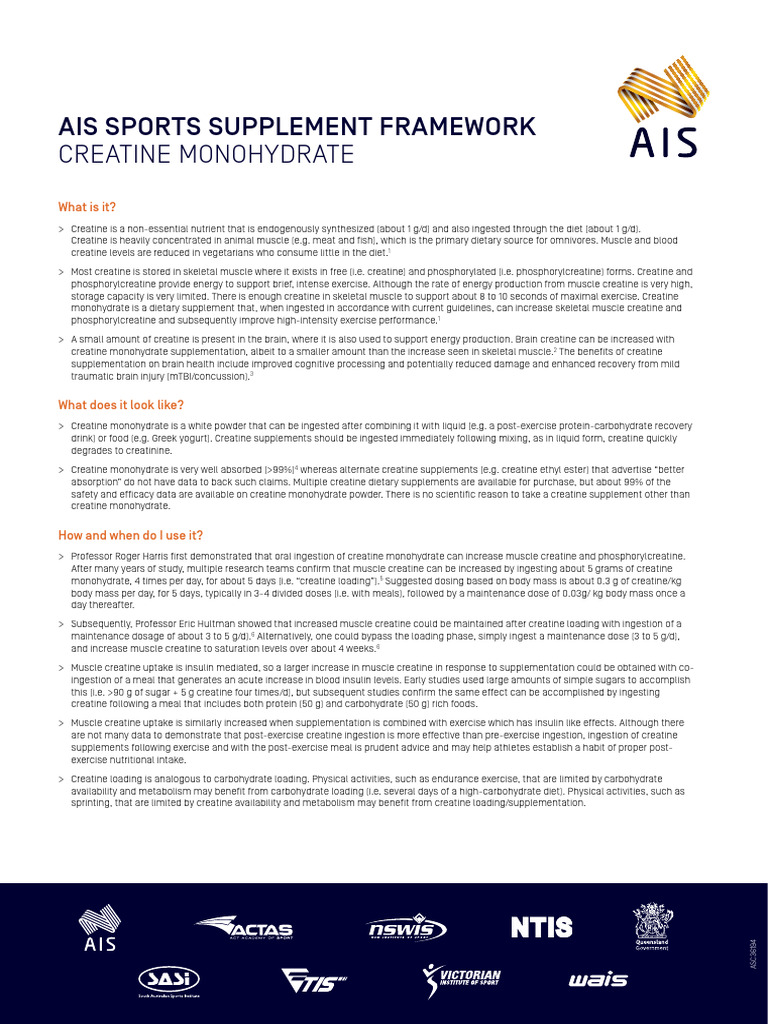 Sport Supplement Fact Sheets Creatine v4 | PDF