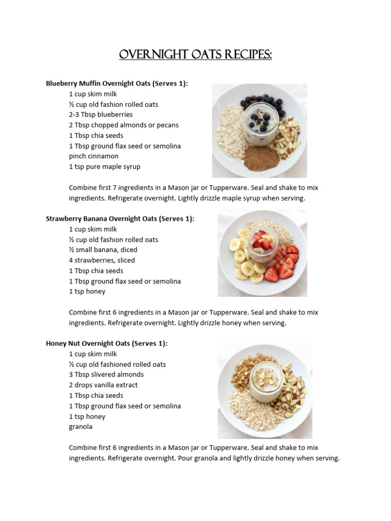 Overnight Oats Recipes | PDF | Wellness