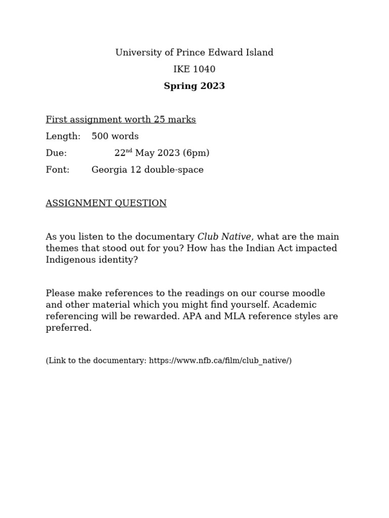 1040 First Assignment Spring 2023 | PDF