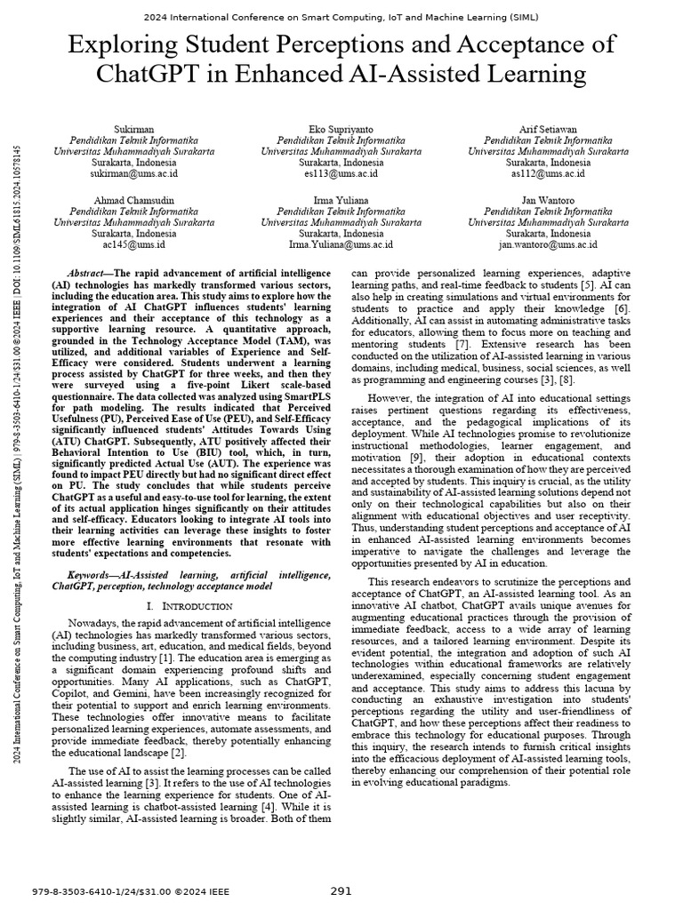 Exploring Student Perceptions and Acceptance of ChatGPT in Enhanced AI ...