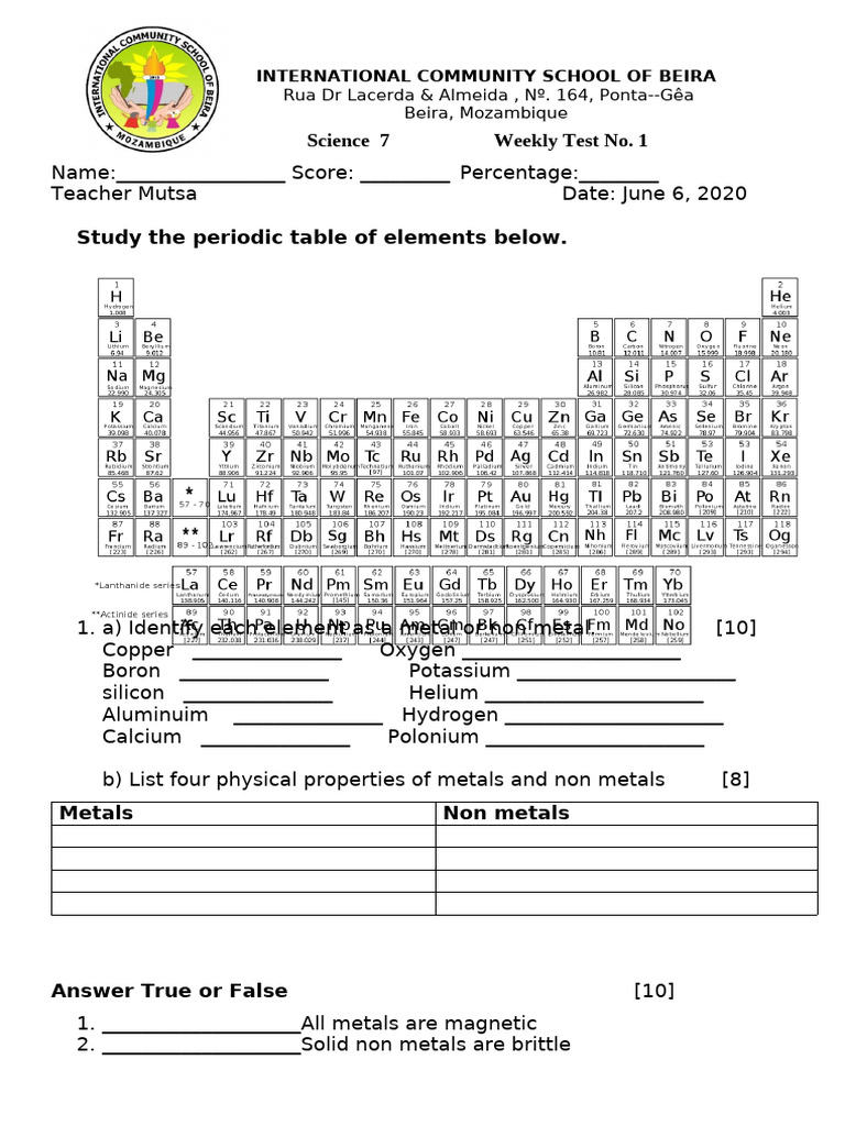 3rd Weekly Test in Science 7 | PDF