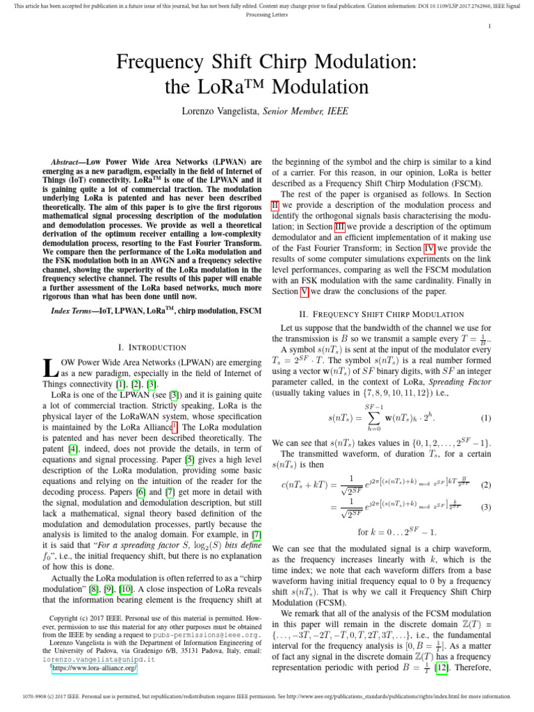 Frequency Shift Chirp Modulation | PDF | Modulation | Signal Processing