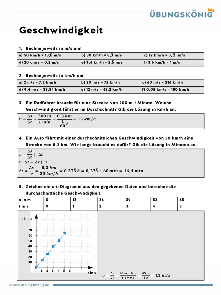 Physik 7_geschwindigkeit_1_loesung | PDF