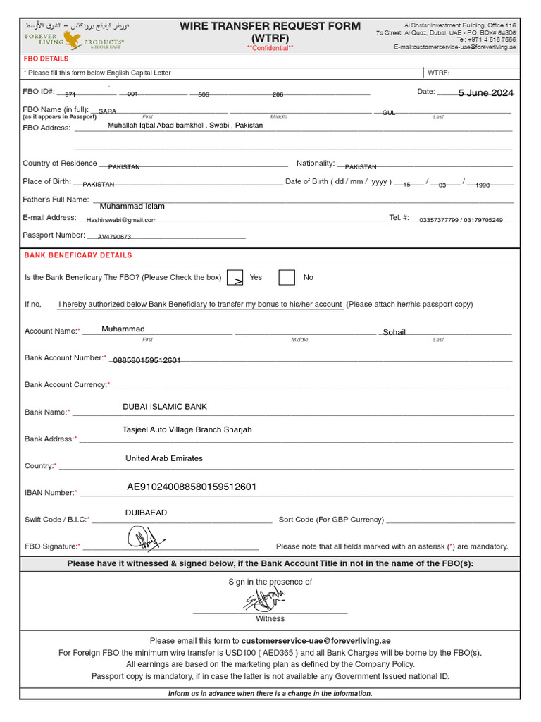Wire Transfer Request Form - 18072022 | PDF