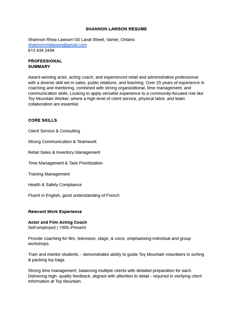 Shannon Lawson Resume | PDF