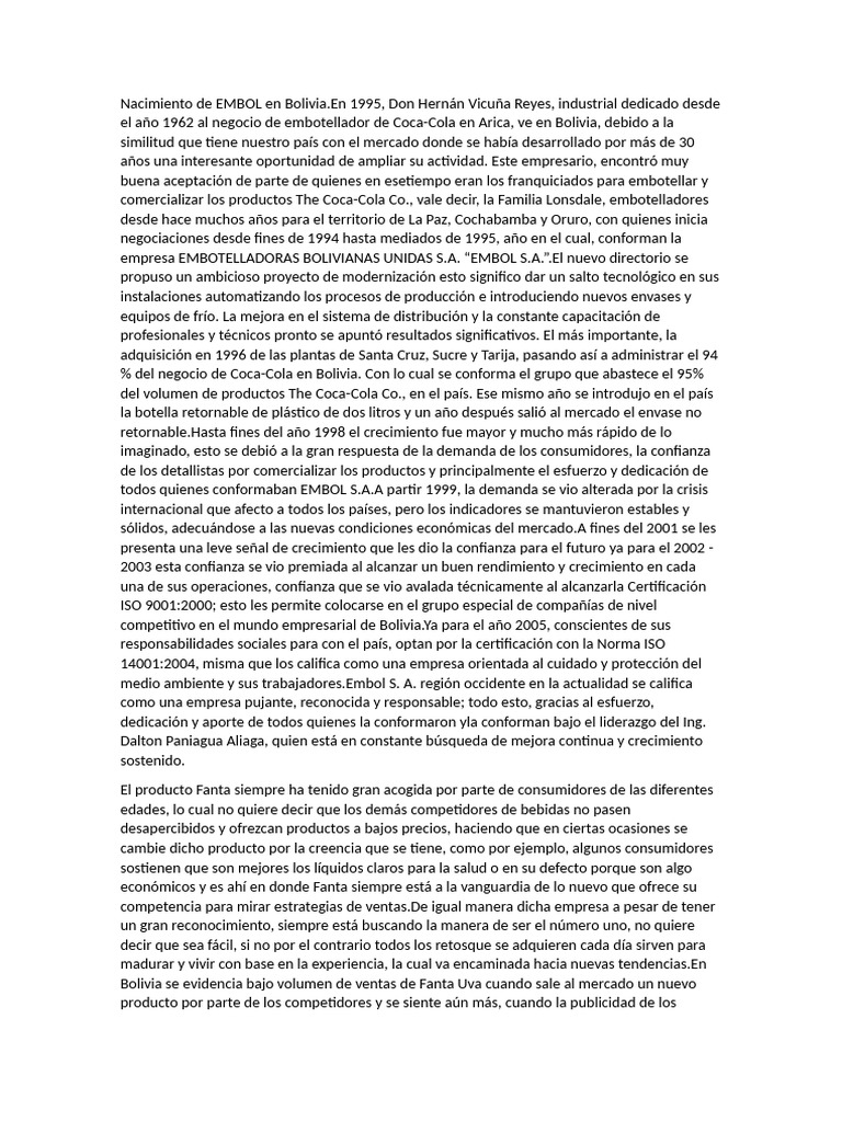 Nacimiento de EMBOL en Bolivia | PDF