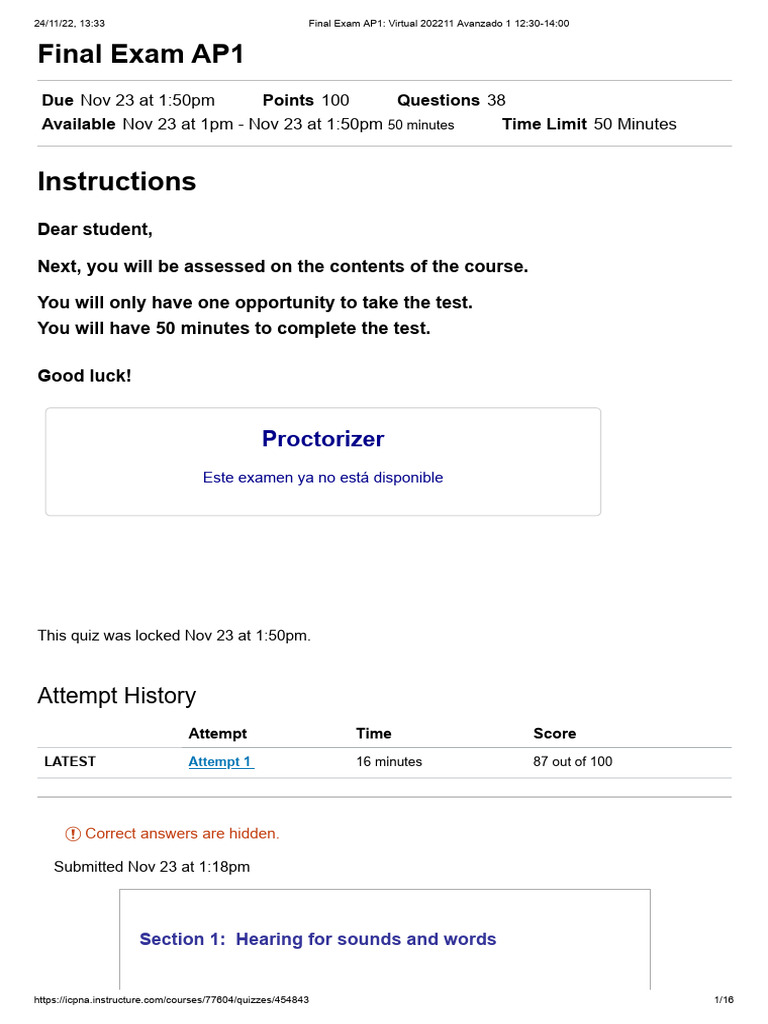 Final Exam AP1 - Virtual 23-11-22 - D | PDF