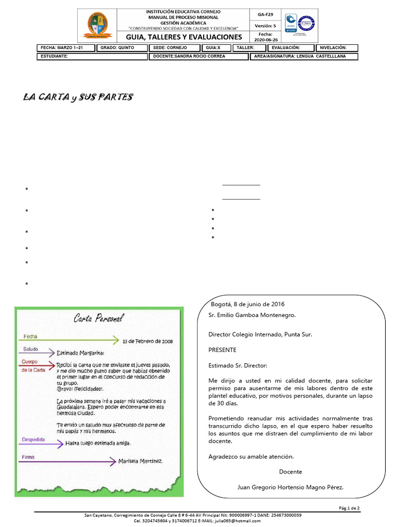 La Carta Y Sus Partes: Escribe Cartas Con Su Estructura y Fluidez ...