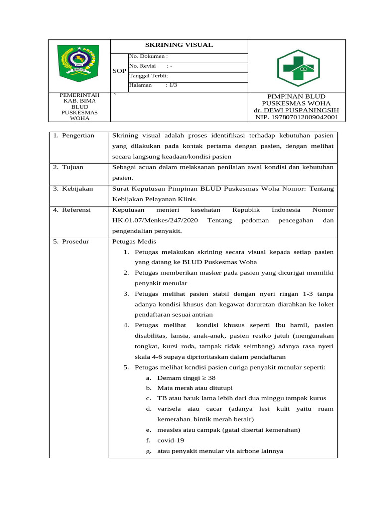 Sop SKRINING VISUAL | PDF