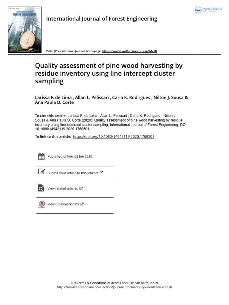 Quality assessment of pine wood harvesting by residue inventory using line intercept cluster ...