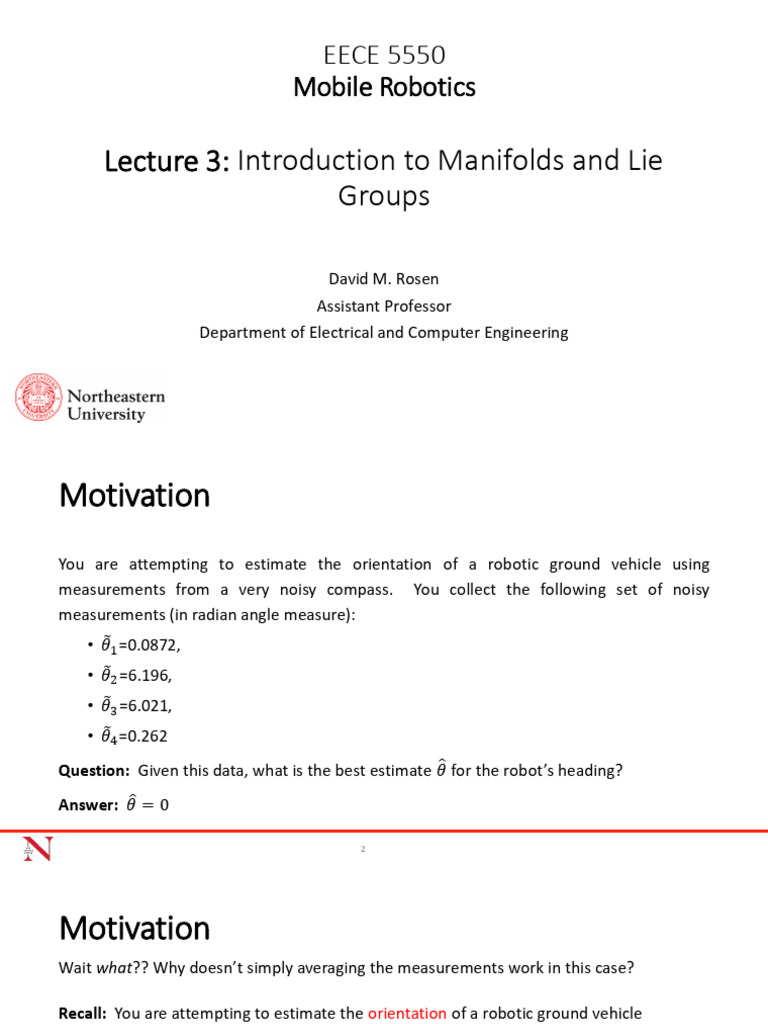 Lecture 3 - Introduction to Manifolds and Lie Groups | PDF