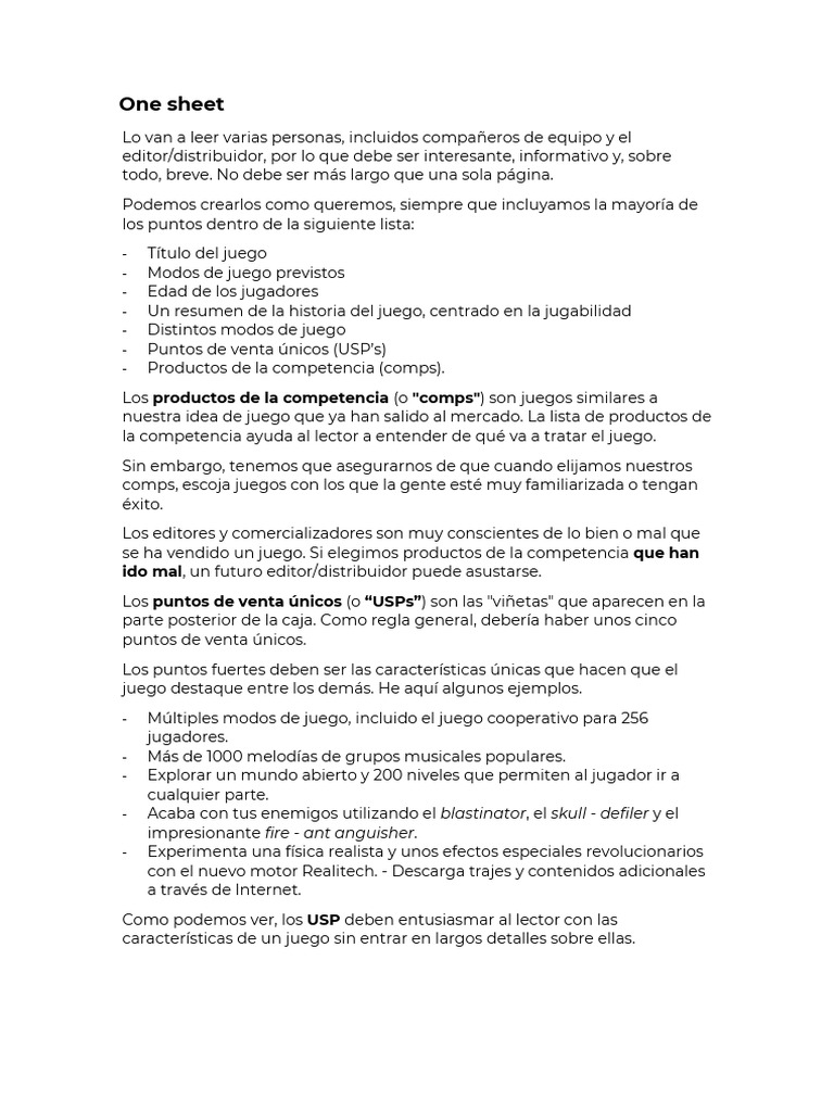 Documento One Sheet | PDF