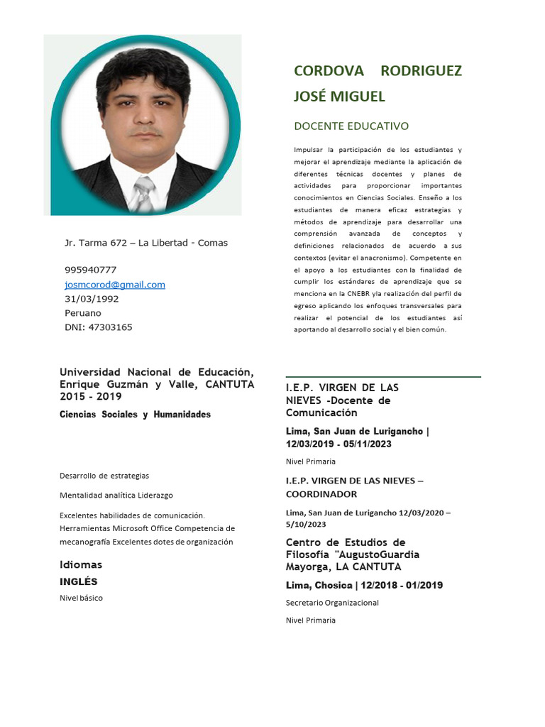 CV JOSÉ CORDOVA | PDF CV JOSÉ CORDOVA | PDF