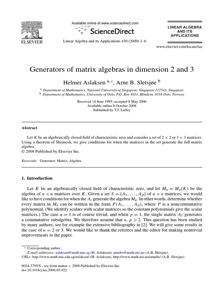 Application of Linear Algebra in Dimension of 2d and 3d | PDF | Matrix ...