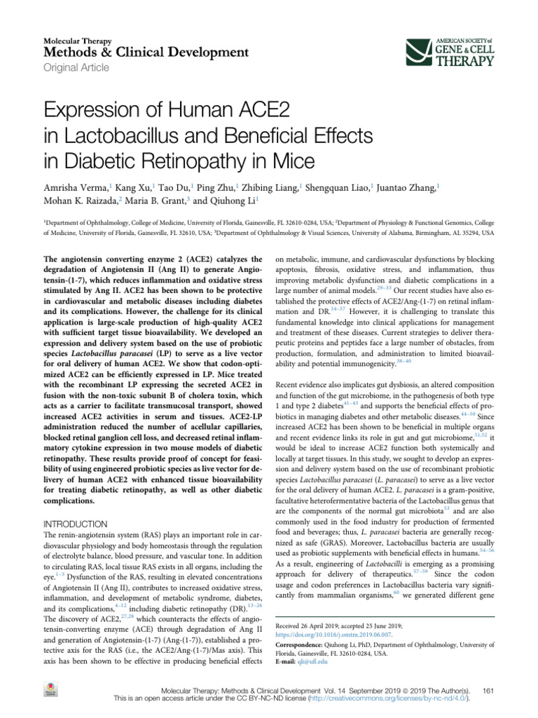Expression of Human ACE2 | PDF