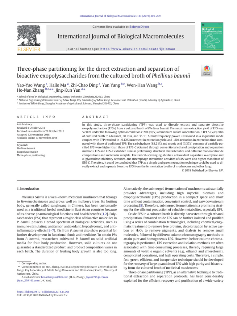 Three-Phase Partitioning For The Direct Extraction and Separation of | PDF