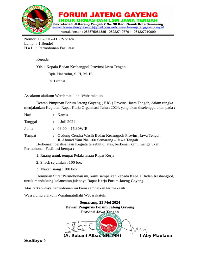 Surat Permohonan Fasilitasi 2 | PDF