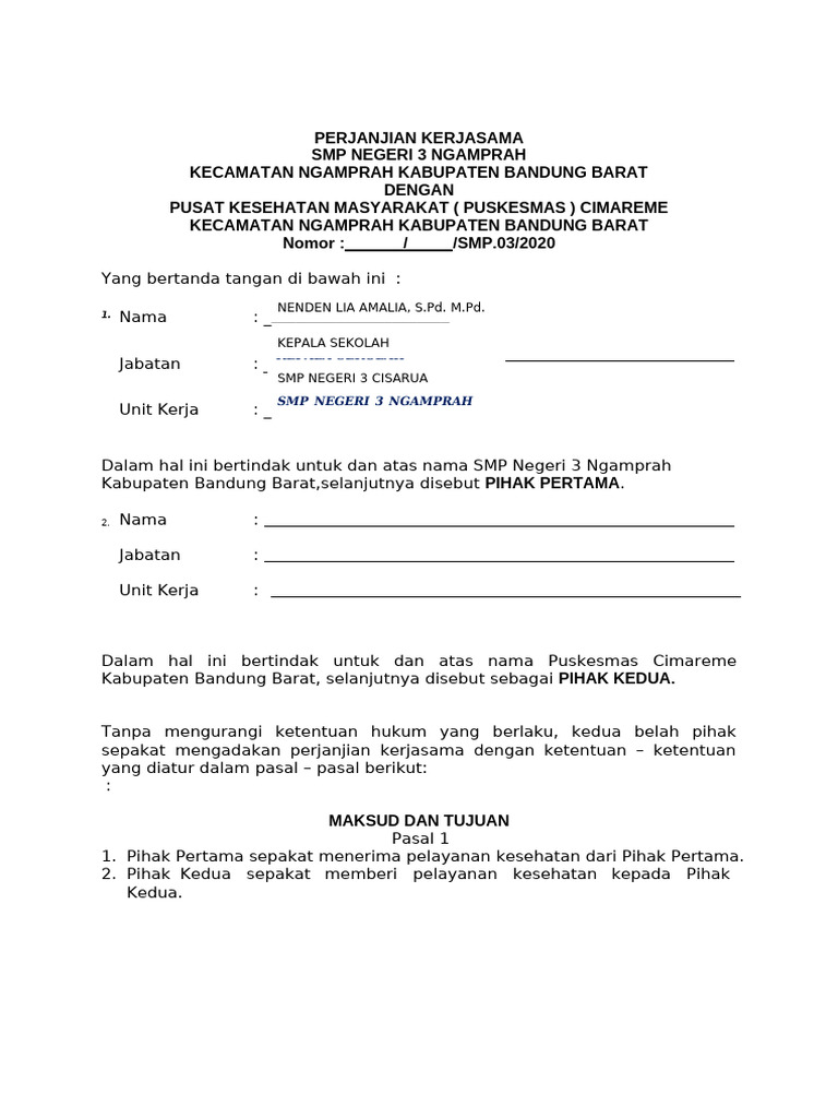 C.1.1. Mou Dengan Puskesmas | PDF