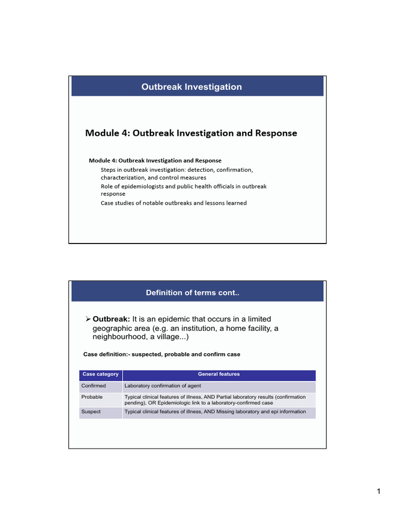 Outbreak Investigation and Response Guide | PDF | Epidemiology | Self ...