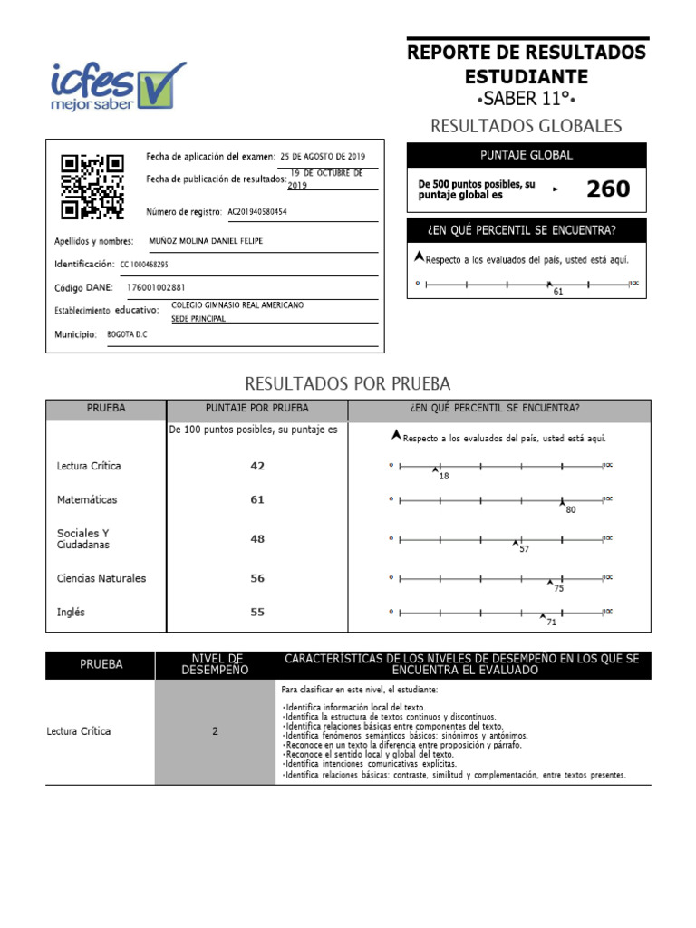 Certificado Icfes | PDF