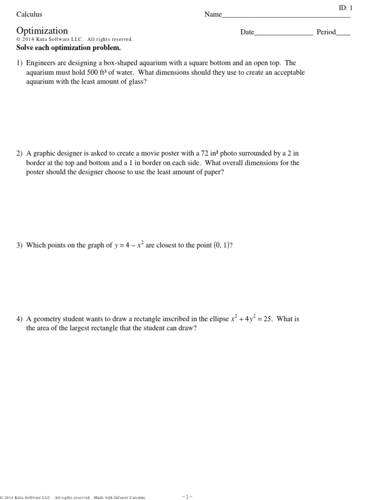 Calculus - Optimization | PDF