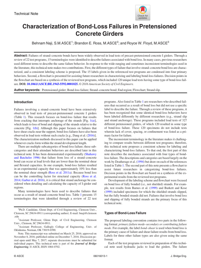 Naji Et Al 2016 Characterization of Bond Loss Failures in Pretensioned ...