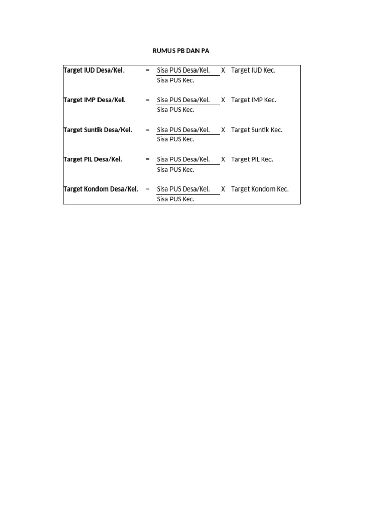 Rumus PB Dan Pa | PDF