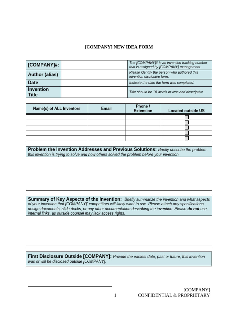 Invention Disclosure Form (Generic) | PDF